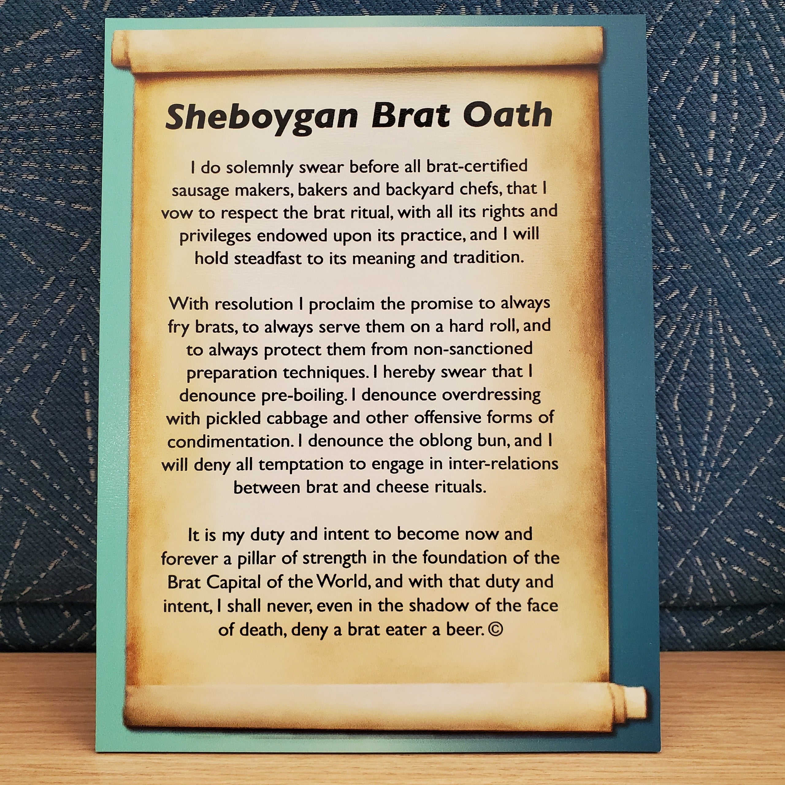 Brat Oath Sign | The place to get your SHEBOYGAN gear